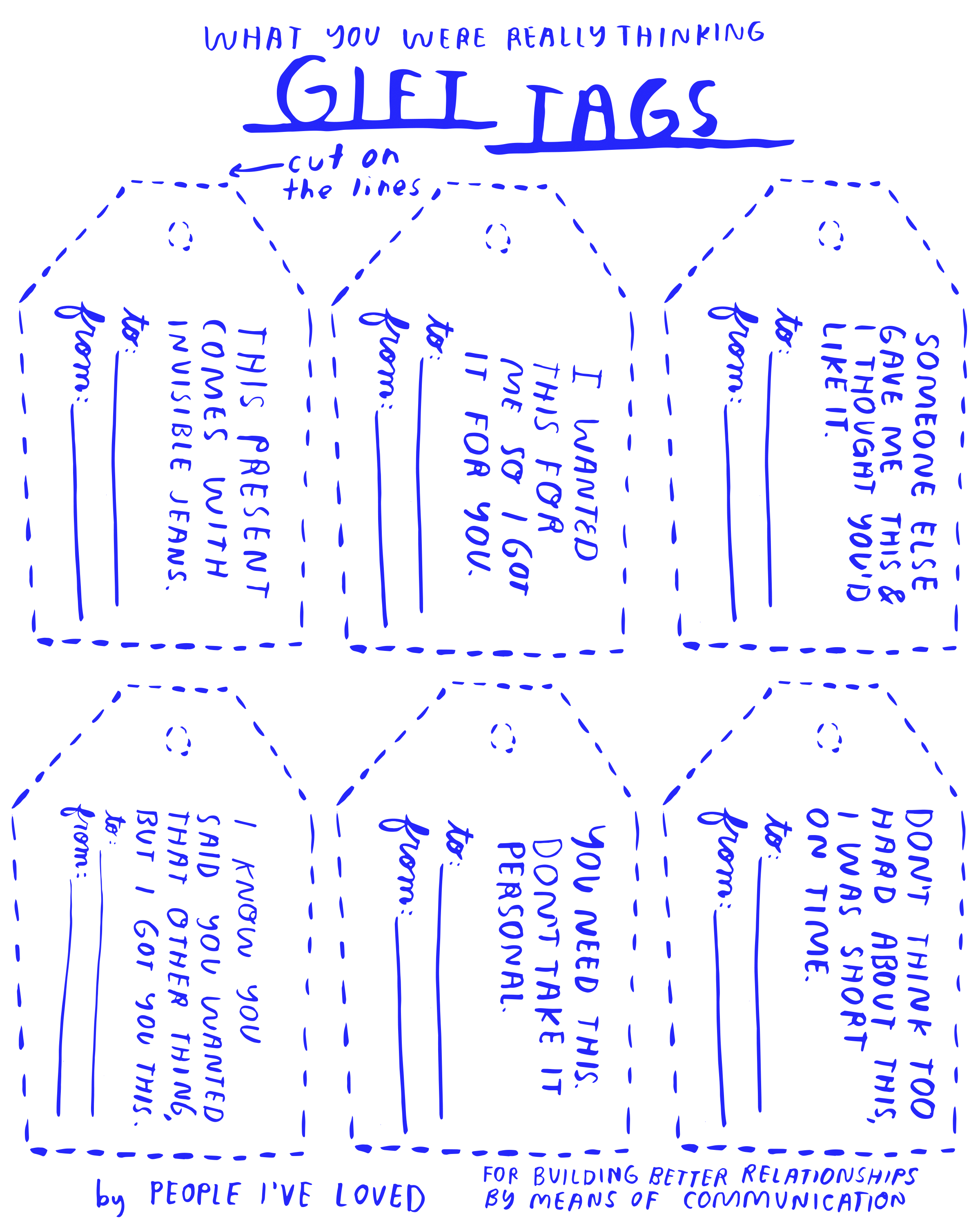 What you were really thinking / Gift Tags – People I've Loved